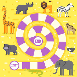 Kids zoo animals board game template Royalty Free Vector