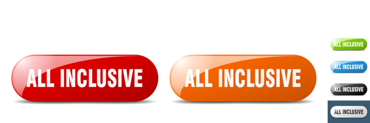 All inclusive red round gel isolated push button Vector Image