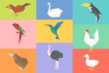 Animals paper craft polygon collection Royalty Free Vector