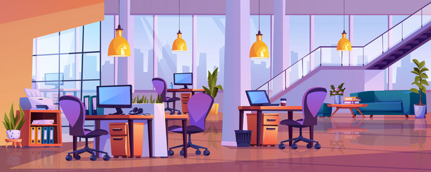 Open office interior business people workspace Vector Image
