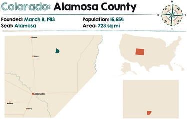 Map of alamosa county in colorado Royalty Free Vector Image