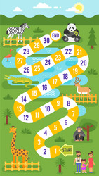 Kids zoo animals board game template Royalty Free Vector