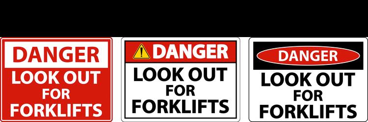 Warning look out for forklifts sign on white Vector Image