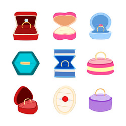 Jewellery proposal ring box cartoon Royalty Free Vector