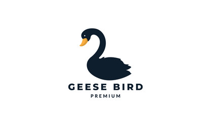 Flying goose swan colorful white modern flat logo Vector Image