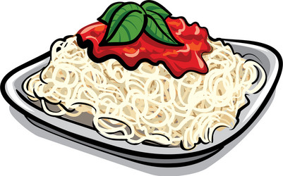 Spaghetti with tomato and basil isolated on white Vector Image