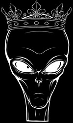 Outline alien head in white line on black Vector Image