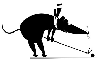 Cartoon rat or mouse plays golf Royalty Free Vector Image