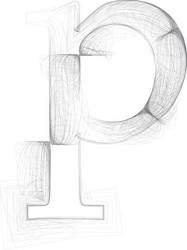 Doodle digital drawn sketch letter p Royalty Free Vector