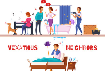 Sounds neighbors cartoon compositions Royalty Free Vector