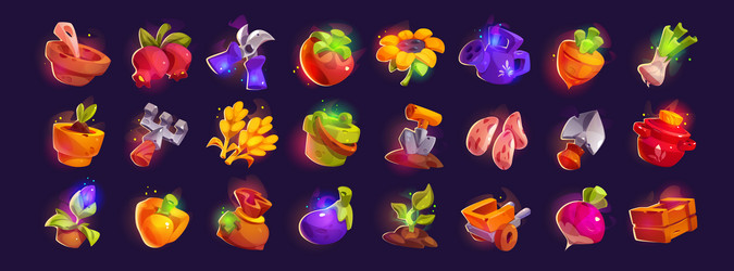 Farm ui gardening game interface icon cartoon Vector Image