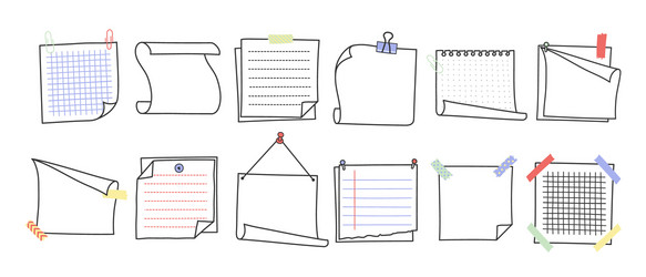 Doodle hand drawn memo notes and reminders Vector Image