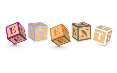 Word event written with alphabet blocks Royalty Free Vector