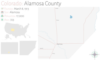 Map of alamosa county in colorado Royalty Free Vector Image