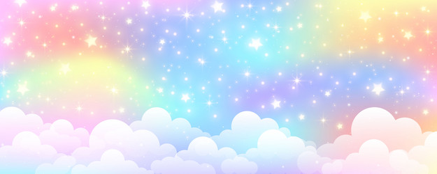 Rainbow unicorn pastel background with glitter Vector Image