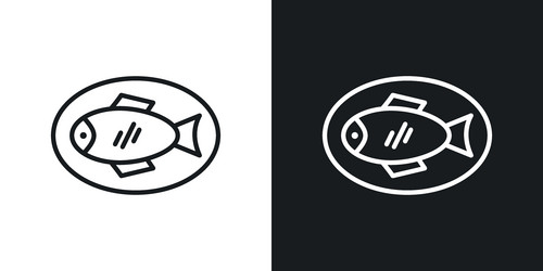 Cooked fish icon set food stroke logo symbol Vector Image