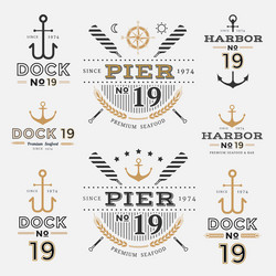Vintage nautical labels set Royalty Free Vector Image