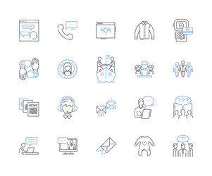 Store and client outline icons collection Vector Image