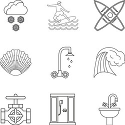 Water game icons set outline style Royalty Free Vector Image