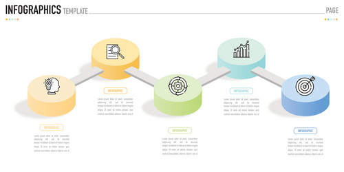Circular and rectangular isometric infographic Vector Image