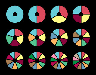 Pie charts diagrams set different color circles Vector Image