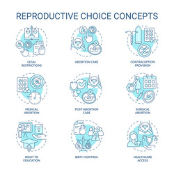 Reproductive choice blue gradient concept icons Vector Image