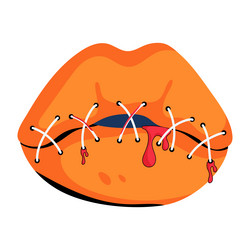 Sewn lips Royalty Free Vector Image - VectorStock