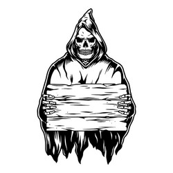 Vintage concept grim reaper in hood Royalty Free Vector