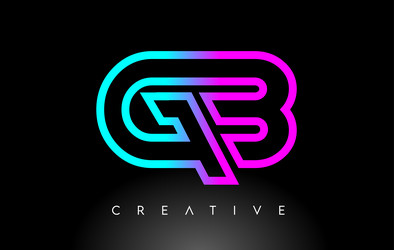 Sr neon purple blue letters logo design Royalty Free Vector