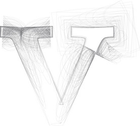 Doodle digital drawn sketch letter v Royalty Free Vector