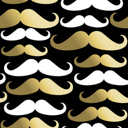 Happy fathers day golden calligraphy and mustache Vector Image