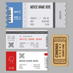 Cinema ticket set Royalty Free Vector Image - VectorStock