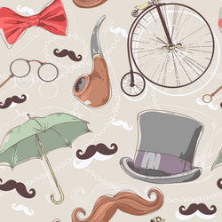 Retro seamless pattern with vintage objects Vector Image