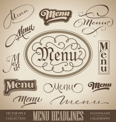 Food menu headlines set Royalty Free Vector Image