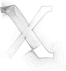 Doodle digital drawn sketch letter x Royalty Free Vector