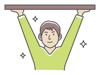 Young man holding object above Royalty Free Vector Image