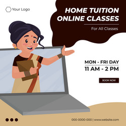 Banner design of online tuition classes Royalty Free Vector