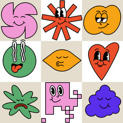Geometric abstract comic faces with different Vector Image