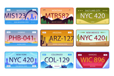 Gradient license plate set Royalty Free Vector Image