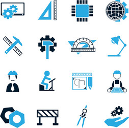 Icons engineer drawing style Royalty Free Vector Image