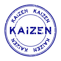 Grunge red kaizen word round rubber seal stamp Vector Image