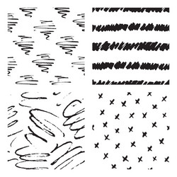 Seamless hand drawn ink patterns Royalty Free Vector Image
