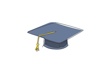 One continuous line drawing of graduation cap Vector Image