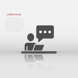 People with laptop computer icon in flat style pc Vector Image