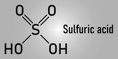 Sulfuric acid molecule skeletal formula Royalty Free Vector