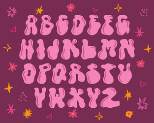 Funky rave groovy font from the 60s in psychedelic