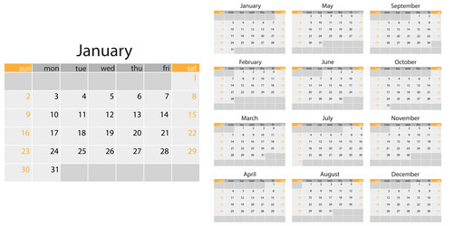 Calendar 2025 year the week starts on sunday Vector Image