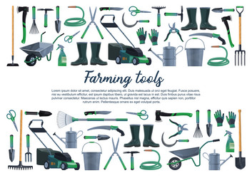 Agriculture gardening and farming tools poster Vector Image