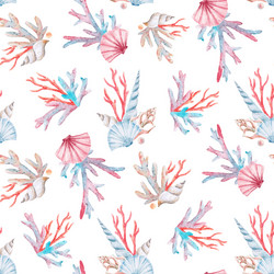 Watercolor sea life pattern Royalty Free Vector Image