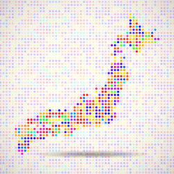 Pixel map of japan with the flag Royalty Free Vector Image